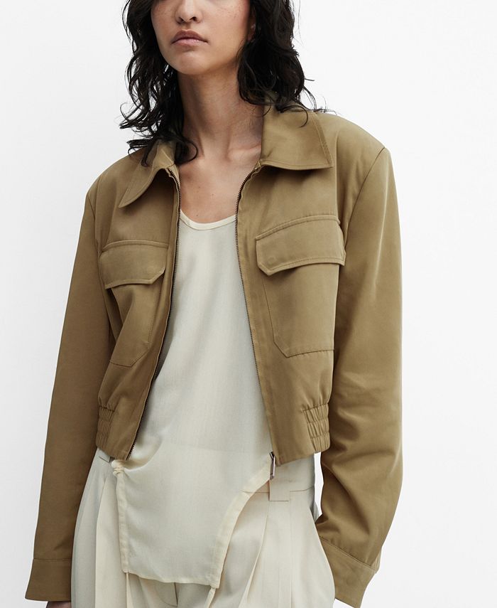 MANGO Women's Pockets Detail Cropped Jacket - Macy's