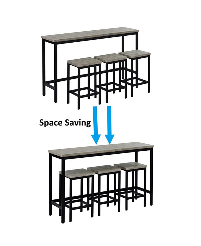 Simplie Fun Counter Height Extra Long Dining Table Set With 3 Stools ...