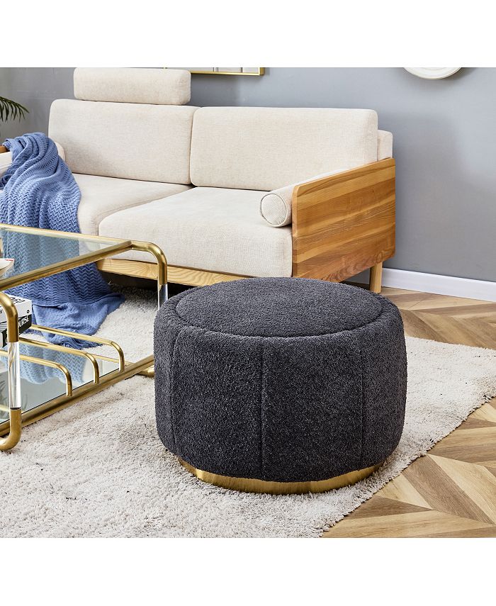 Simplie Fun Modern Living Room Fabric Ottoman Dressing Room Stainless ...