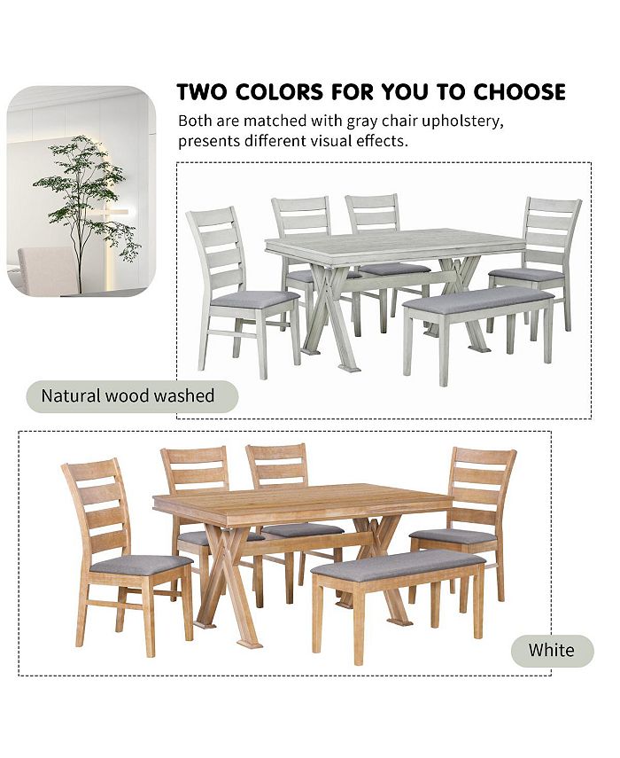 Simplie Fun 6-Piece Retro Dining Set with Unique Table & Chairs - Macy's