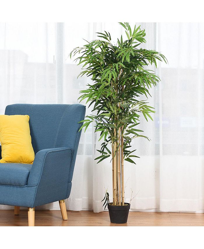 Slickblue 5-Feet Artificial Bamboo Silk Tree Indoor-Outdoor Decorative Planter - Macy's