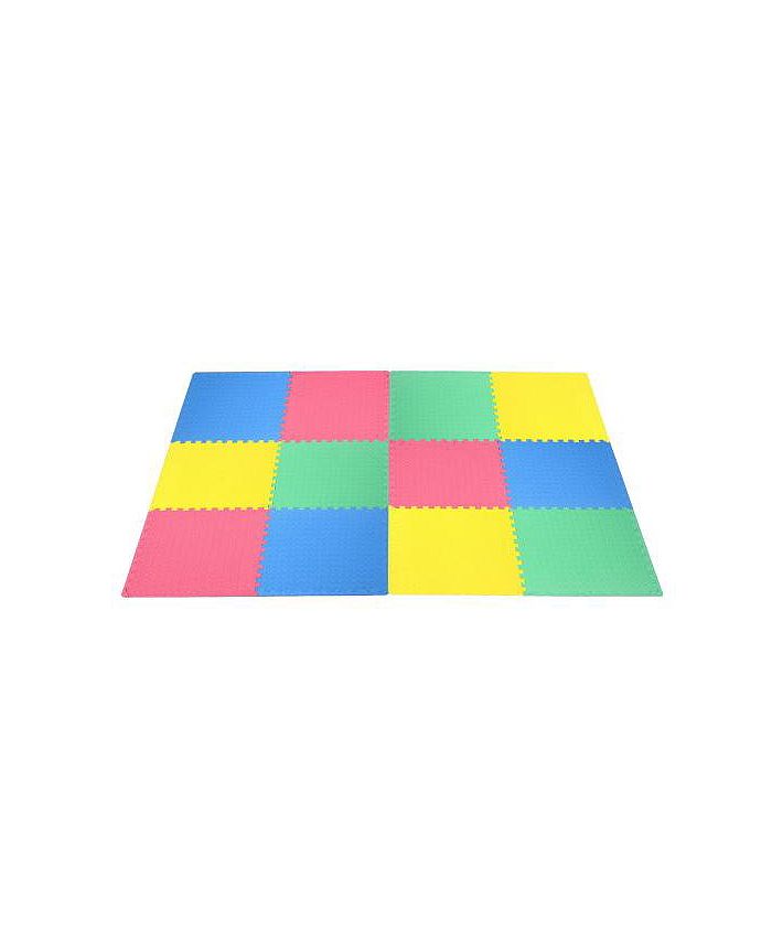 Slickblue 12 Pieces Kids Soft EVA Foam Interlocking Puzzle Play Mat for ...