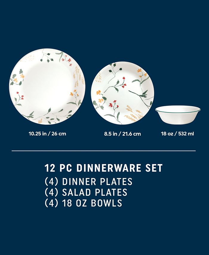 Corelle Wildflower Scatter 12 Pc. Dinnerware Set, Service for 4 - Macy's