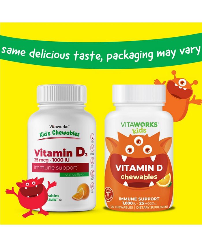 Vitaworks Kids Vitamin D 1,000 IU Chewable Tablets - Bone Health And ...