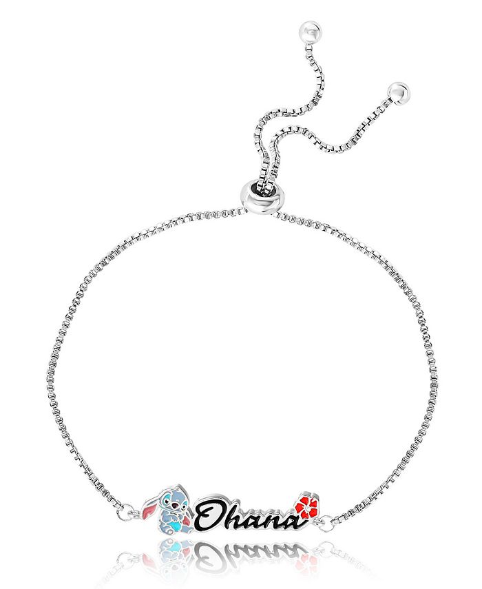 Disney Lilo and Stitch Silver Plated Ohana Lariat Bracelet - Macy's