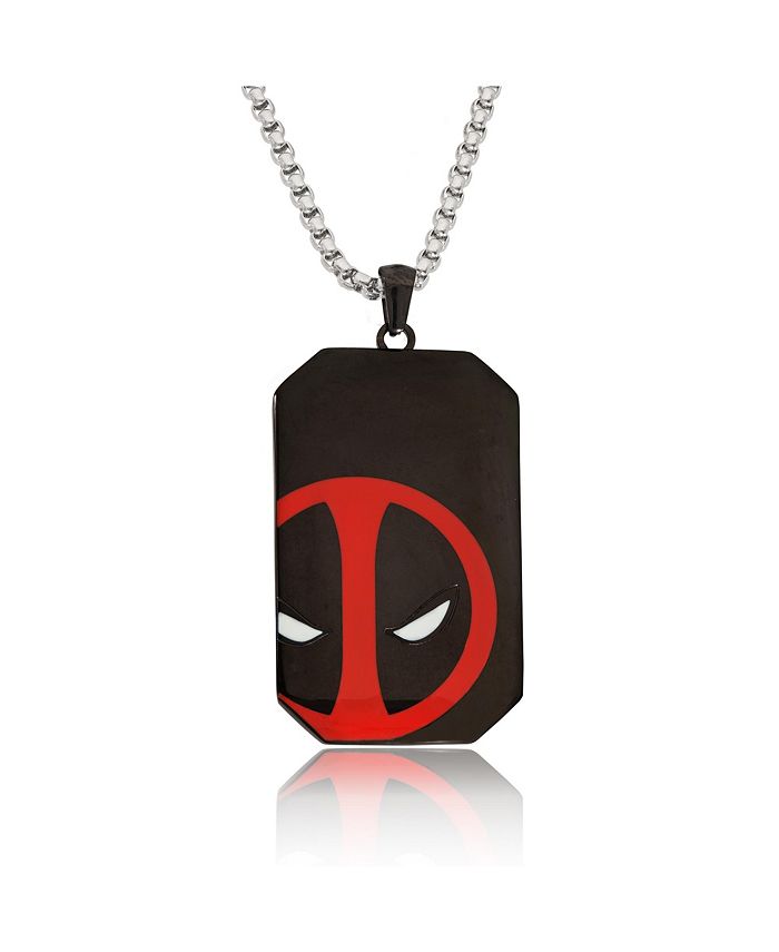 Marvel Deadpool Stainless Steel (316L) Pendant, 22'' Box Chain - Macy's