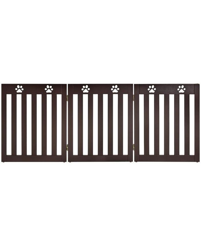 Slickblue 24 Inch Folding Wooden Freestanding Pet Gate Dog Gate with ...
