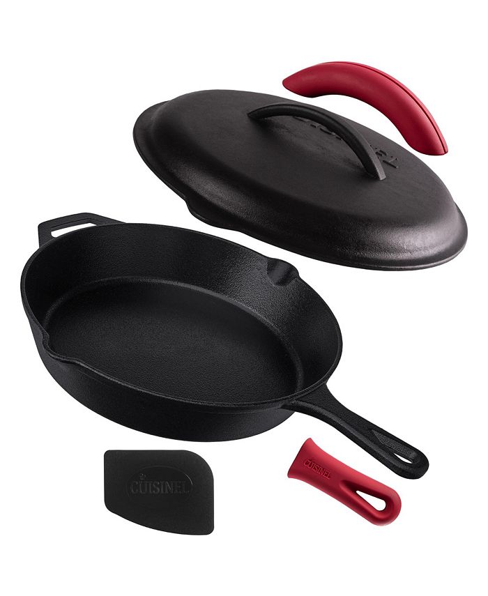Cuisinel Cast Iron Skillet with Lid - 12"-inch Pre-Seasoned Covered ...