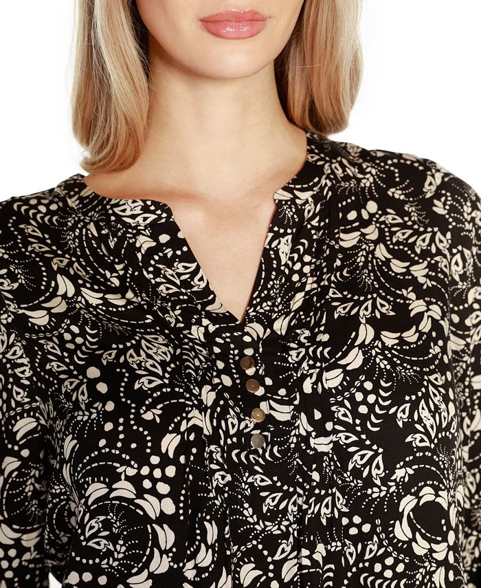 Belldini Black Label Printed Ruffle Sleeve Top - Macy's