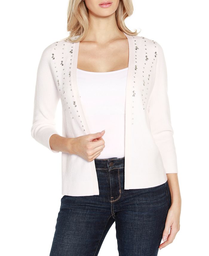 Belldini Black Label Rhinestone Embellished Open-Front Cardigan - Macy's