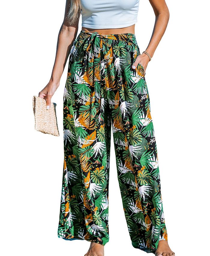 CUPSHE Women's Tropical Palm Wide Leg Pants - Macy's