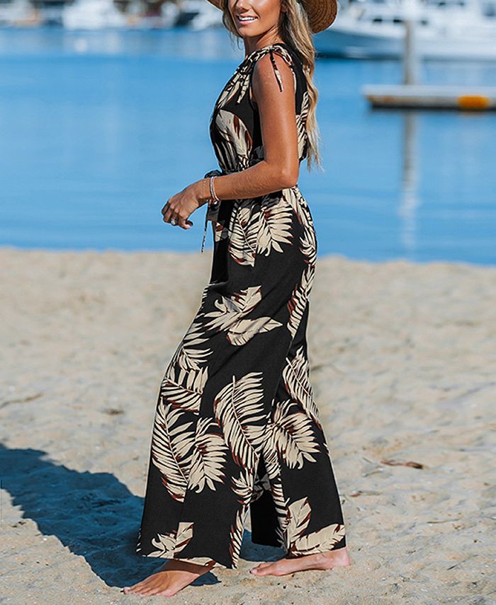 CUPSHE Women's Midnight Tropics One-Shoulder Wide Leg Jumpsuit - Macy's