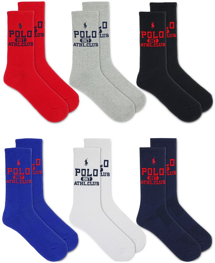 Polo Ralph Lauren Men's 6-Pk. Athletic Club 1967 Crew Socks - Macy's