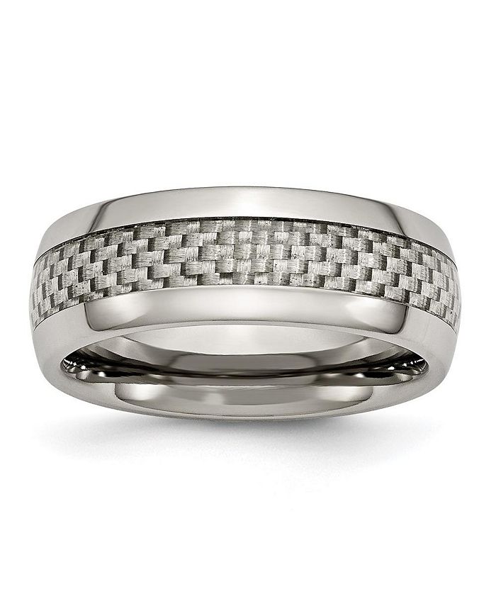 Chisel Titanium Grey Carbon Fiber Inlay Wedding Band Ring - Macy's