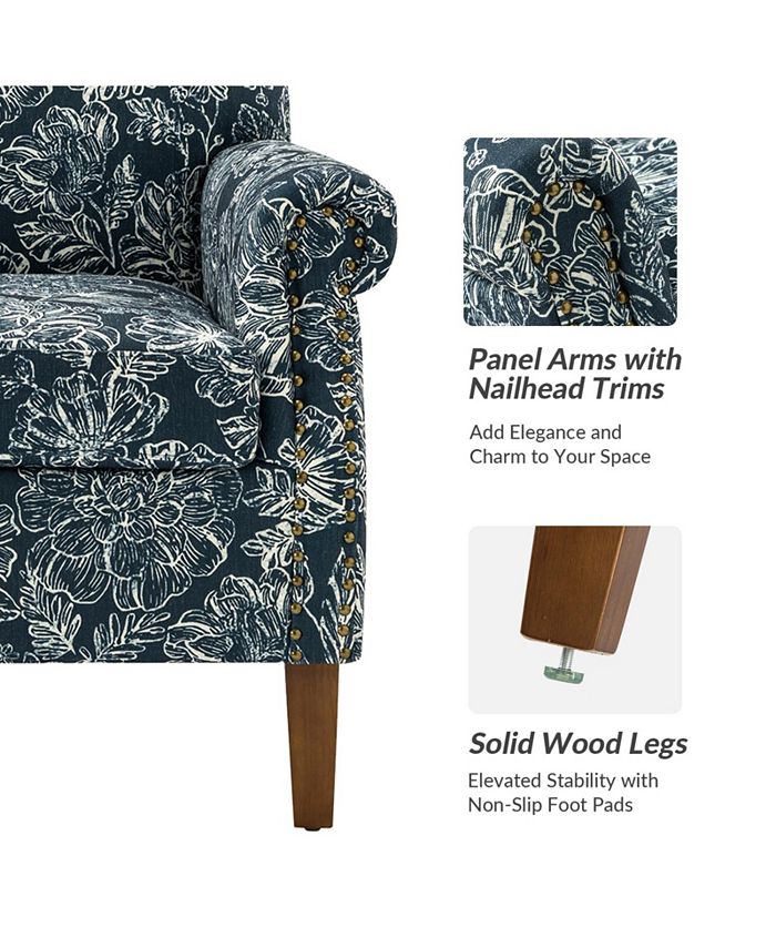 Hulala Home Etnyre Wooden Upholstery Armchair with Nailhead Trims - Macy's