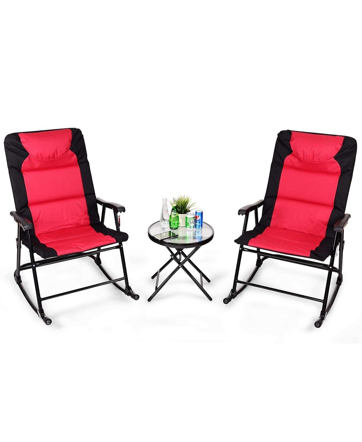 Click here for Sugift 3 Pieces Outdoor Folding Rocking Chair Tabl... prices