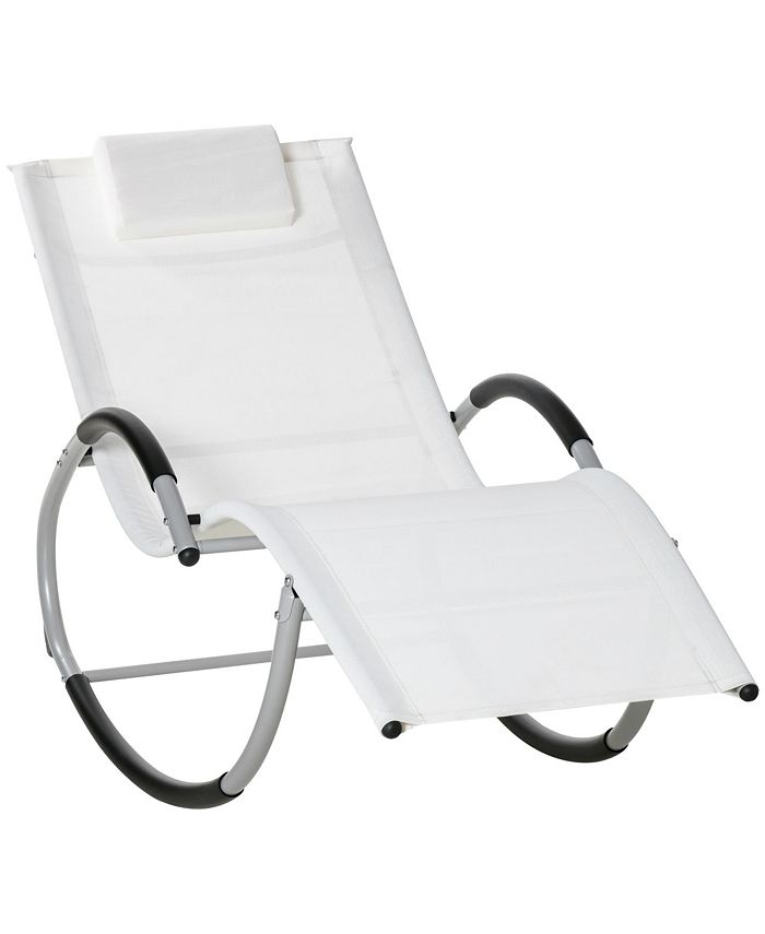 Outsunny Rocking Chair, Zero Gravity Patio Chaise Sun Lounger, Outdoor ...