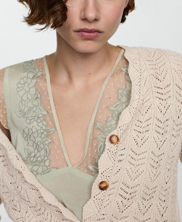 MANGO Women's Drawstring Detail Knitted Cardigan - Macy's