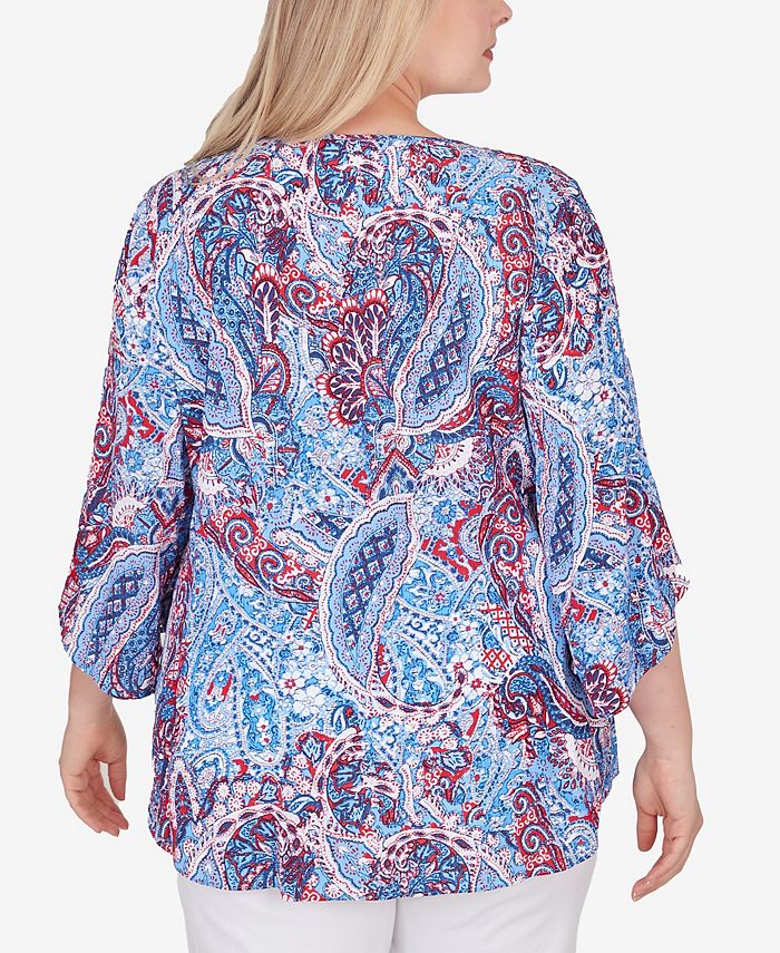 Ruby Rd. Plus Size Woven Paisley Gauze Top - Macy's