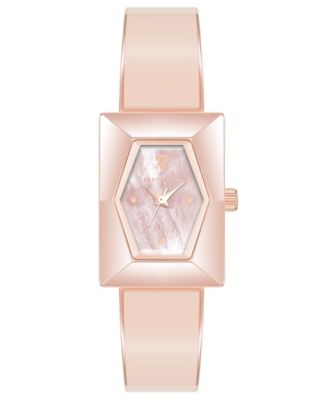Anne Klein Women's Quartz Rose Gold-Tone Alloy with Blush Enamel Bangle ...
