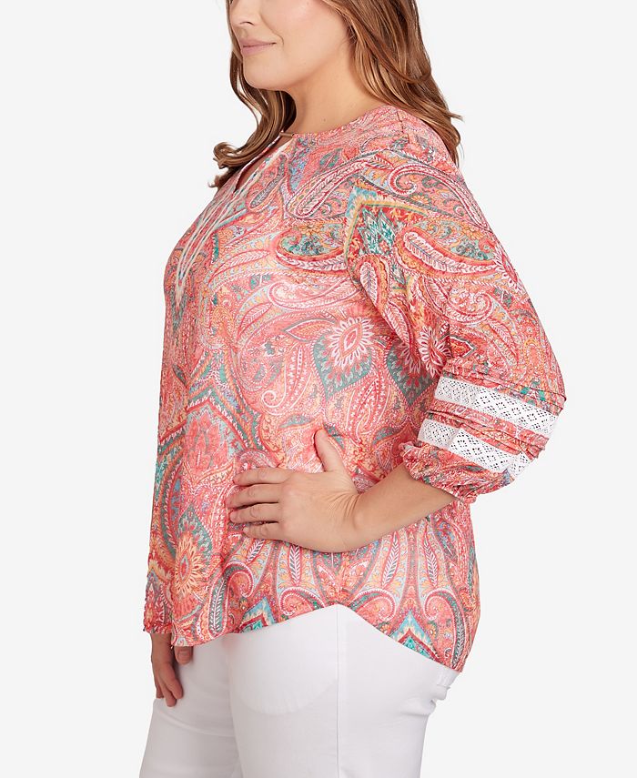 Ruby Rd. Plus Size Paisley Lace Knit Top - Macy's
