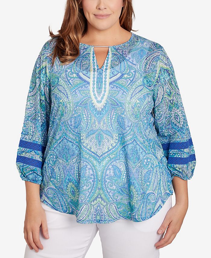 Ruby Rd. Plus Size Paisley Burnout Lace Top - Macy's
