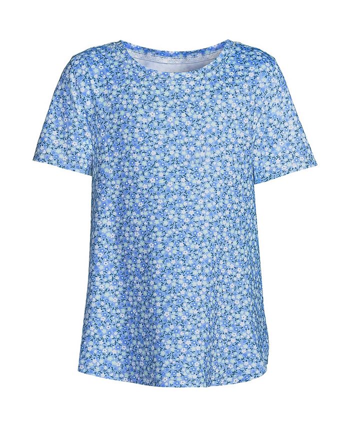 Lands' End Girls Short Sleeve Active Curved Hem Tee - Macy's