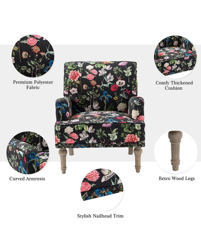 Hulala Home Montross Traditional Wooden Upholstered Armchair with ...