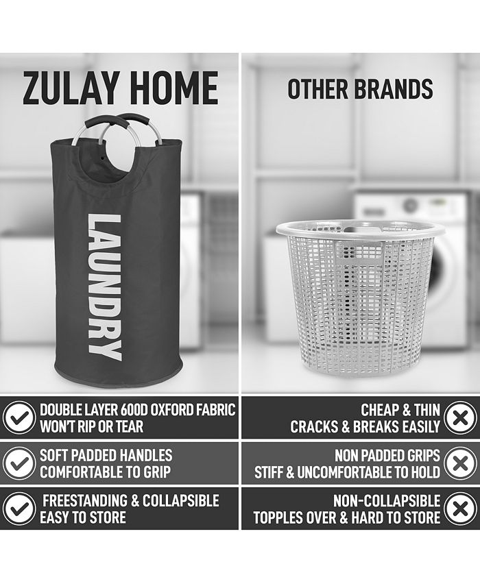 Zulay Kitchen Heavy Duty Laundry Basket - Collapsible Non-Slip Padded ...