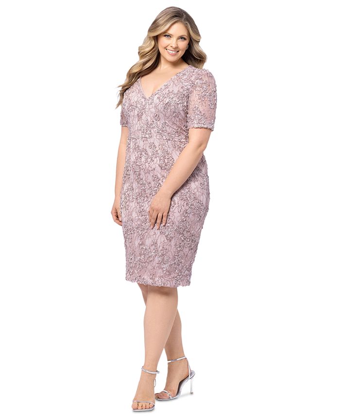 XSCAPE Plus Size Soutache Lace Sheath Dress - Macy's