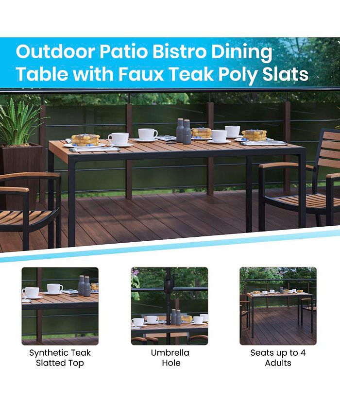 MERRICK LANE Chara 5 Piece Outdoor Synthetic Teak Poly Slat Table ...