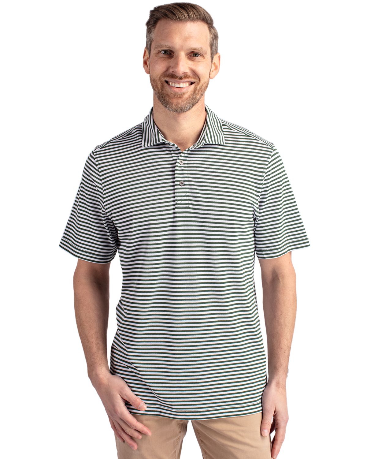 Click here for Cutter & Buck Mens Virtue Eco Pique Stripe Recycle... prices
