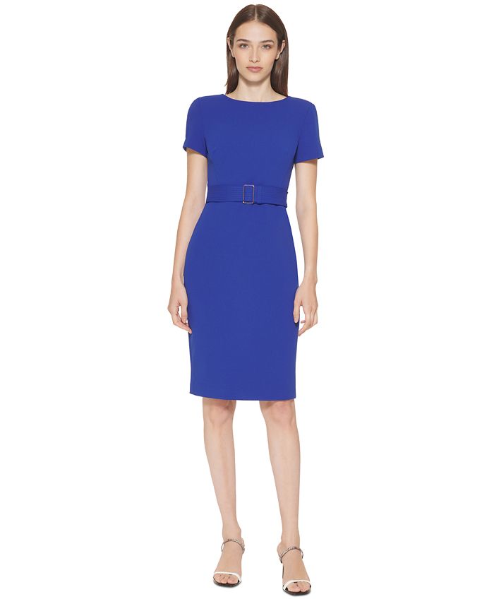 Calvin Klein Women's Crewneck Scuba-Crepe Sheath Dress - Macy's