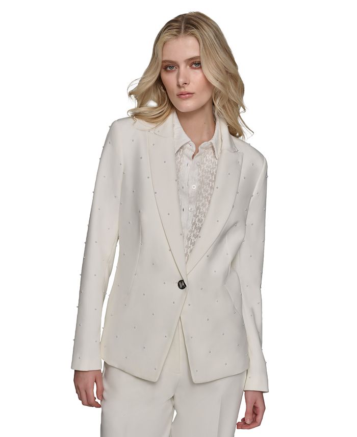KARL LAGERFELD PARIS Women's Imitation-Pearl Blazer - Macy's