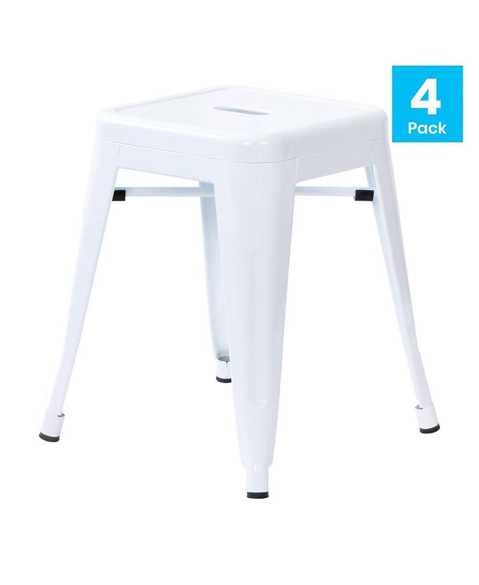 EMMA+OLIVER 18 Inch Table Height Indoor Stackable Metal Dining Stool ...