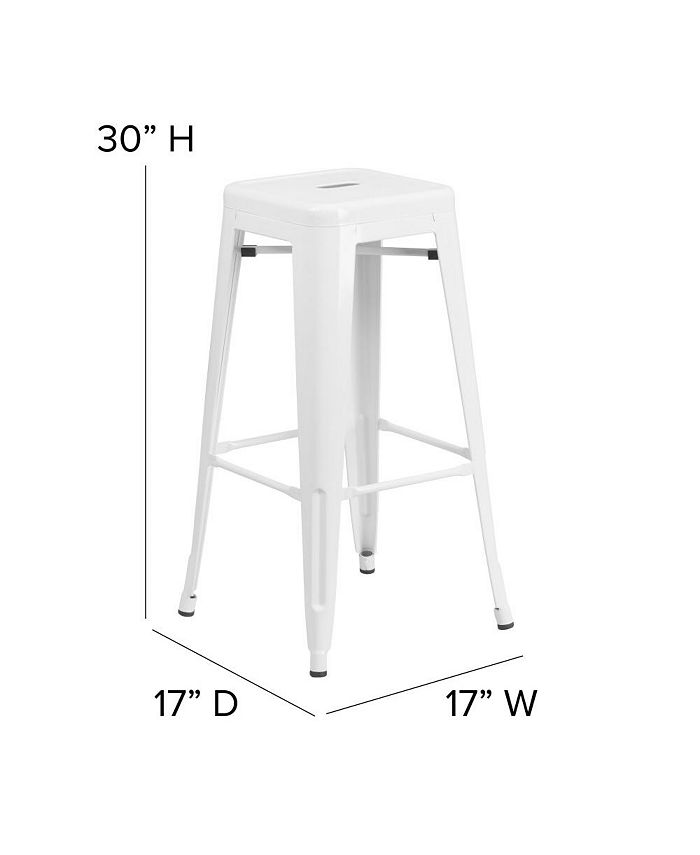 EMMA+OLIVER Kam Backless Metal Indoor-Outdoor Stool With All-Weather ...