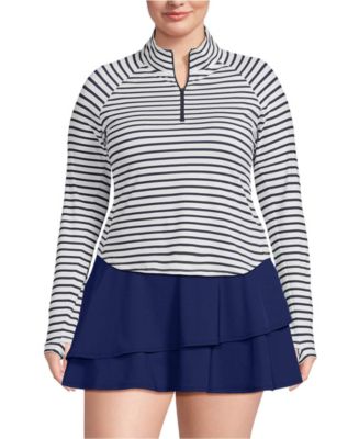 Lands' End Plus Size Long Sleeve Rash Guard Cover-up UPF 50 - Macy's