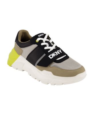 DKNY Men's Mixed Media Runner with Front Logo Strap Sneakers - Macy's