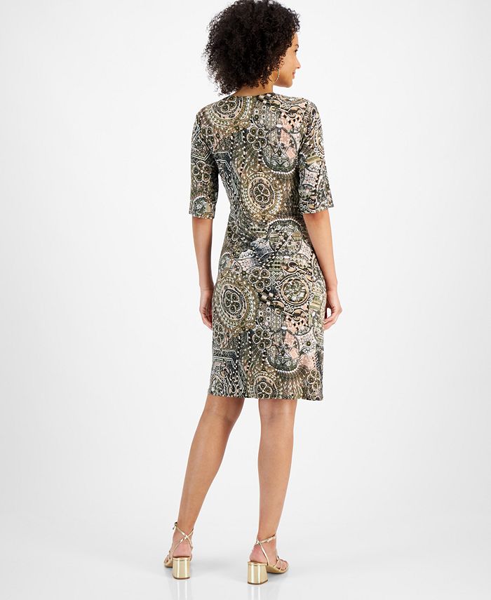 Connected Women's Printed Faux-Wrap Dress - Macy's