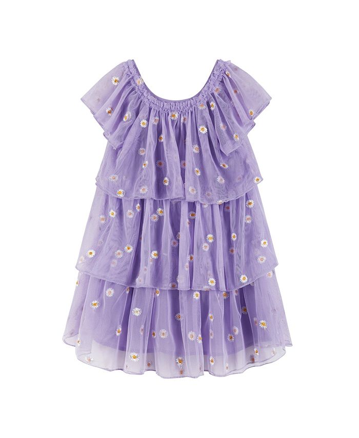 Andy & Evan Little Girls / Purple Floral Ruffle Tiered Dress - Macy's