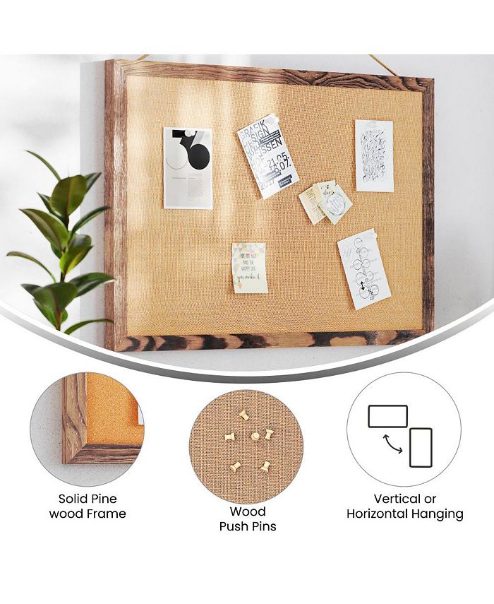 MERRICK LANE Clarey Linen Display Board With Wooden Frame And Push Pins ...
