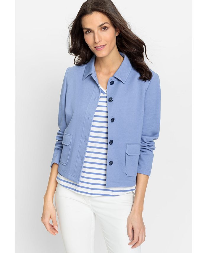 Olsen Women's Long Sleeve Pique Knit Cropped Jacket - Macy's