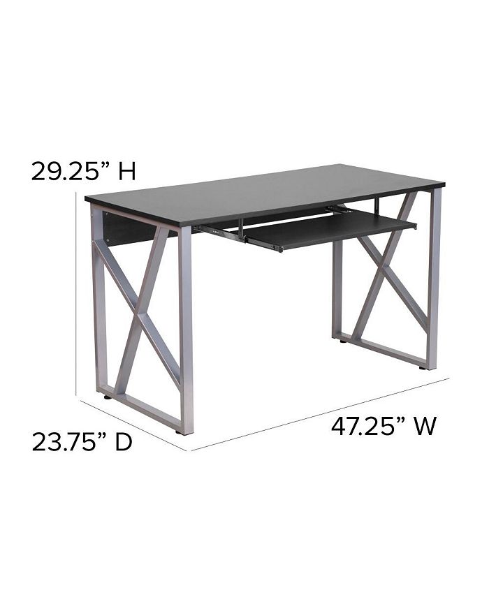 EMMA+OLIVER Computer Desk With Pull-Out Keyboard Tray And Cross-Brace ...
