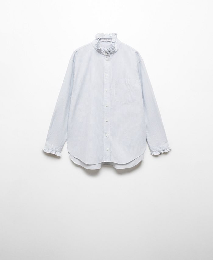 MANGO Women's Ruffle Neck Shirt - Macy's