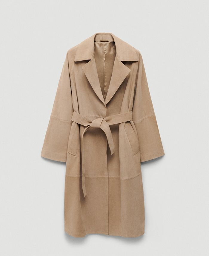 MANGO Women's 100% Suede Trench Coat - Macy's