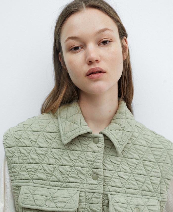 MANGO Women's Buttons Detail Quilted Vest - Macy's