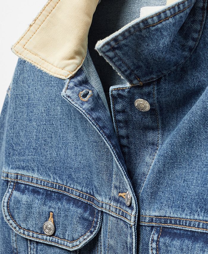 MANGO Women's Contrast Denim Jacket - Macy's