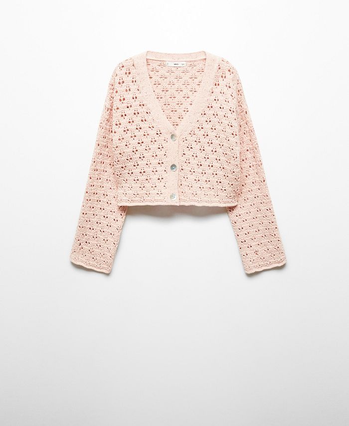 MANGO Women's Openwork Knit Cardigan - Macy's