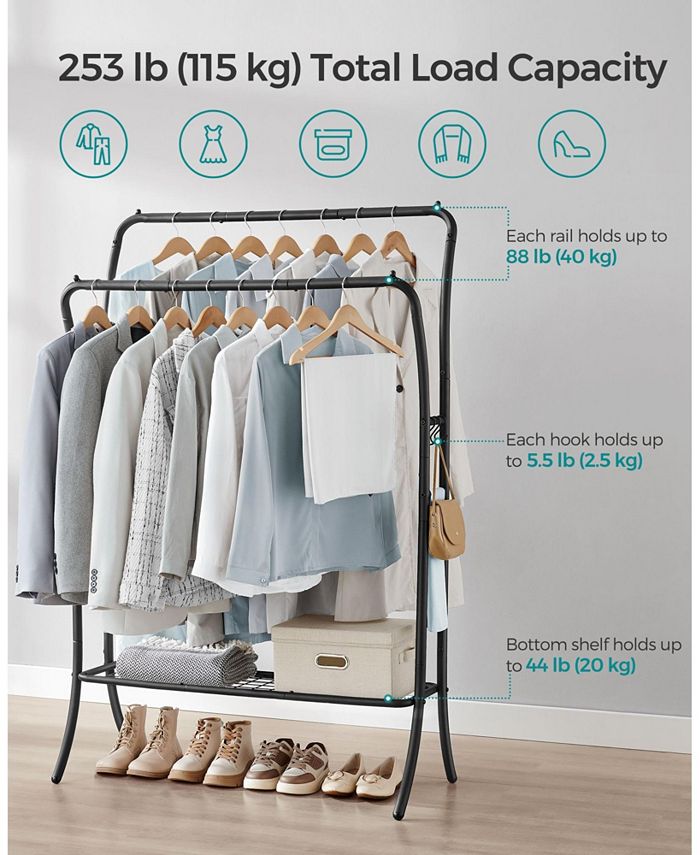Slickblue Clothing Rack with Shelfs, Garment Racks Heavy Duty,Double ...