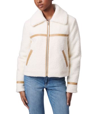 Collection B Junior's Collared Curly Fleece Coat, Created for Macy's ...